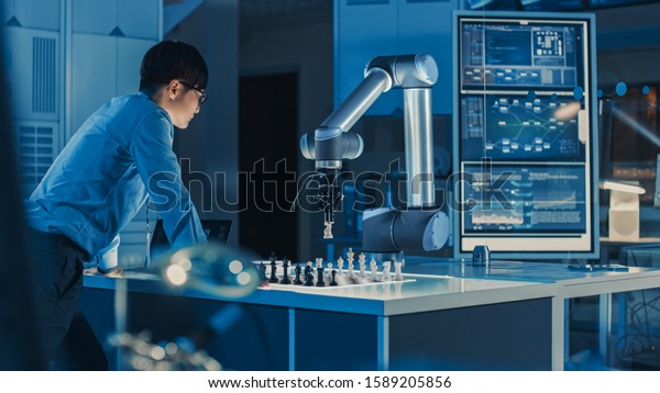 Professional Japanese Development Engineer Testing Artificial Stock ...