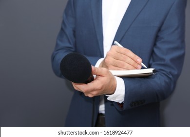 Professional Journalist Taking Notes On Dark Stock Photo 1618924477 ...