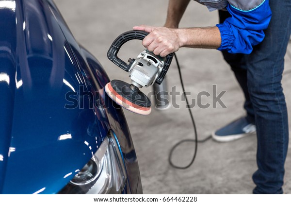 Professional Mechanic Using Power Buffer Machine Stock Photo 664462228 ...