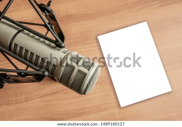 Professional Microphone Empty Paper Stock Photo (Edit Now) 1489180127
