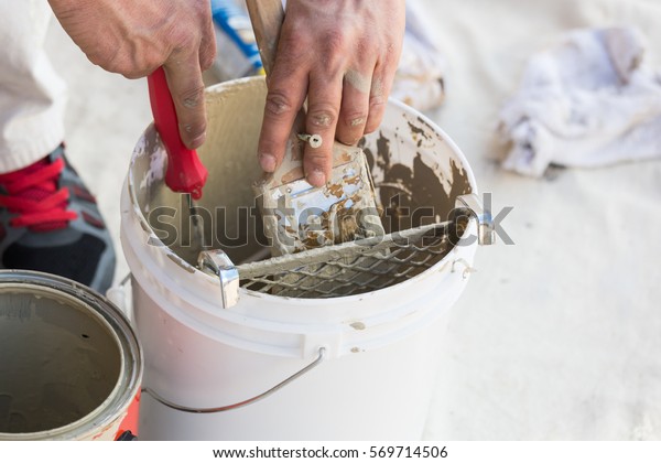Professional Painter Loading Paint Onto His Stock Photo 569714506 ...