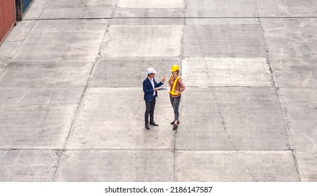 Professional Two Engineer Container Cargo Foreman Stock Photo ...