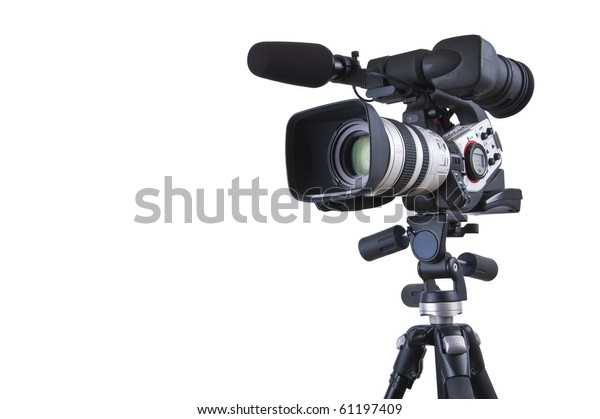 Professional Video Camera Set On Tripod Stock Photo 61197409 | Shutterstock