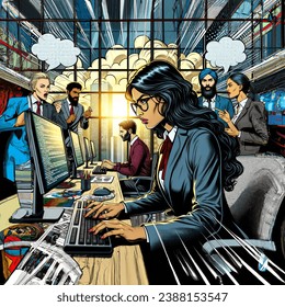 Programmer Busy Office Comic Book Style AI-generated image 2388153501 ...