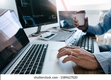 Programmer Working On Computer Office Typing Stock Photo 1589627020 | Shutterstock