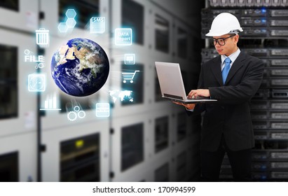 Programmer Working On Digital World Laptop Stock Photo 170994599 ...