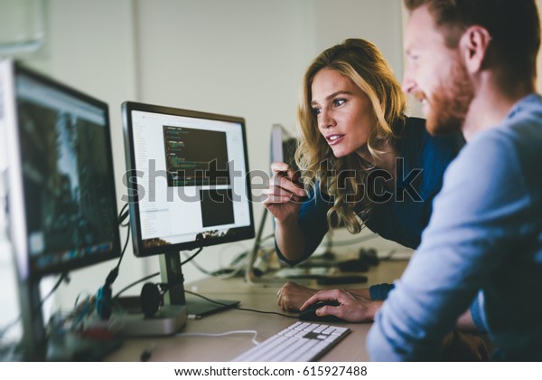 Programmer Working Software Developing Company Office Stock Photo (Edit ... Programmer Working Software Developing Company Office Stock Photo (Edit ...