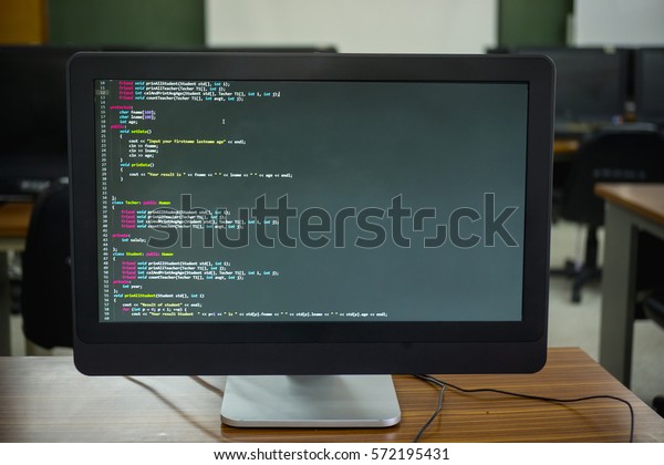 Programming Codes Classroom Computer Education Empty Stock Photo ...