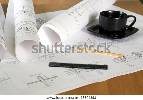Project Drawing Estimate Calculation Designing Warehouse Stock Photo ...