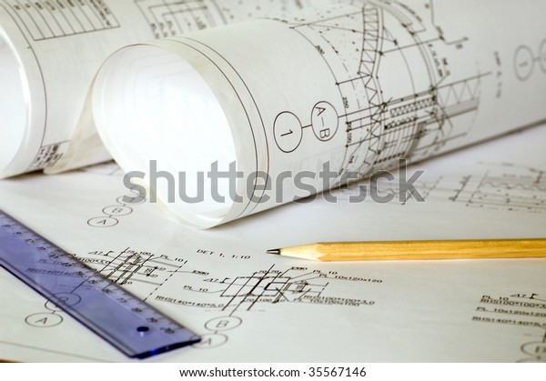 Project Drawing Estimate Calculation Designing Warehouse Stock Photo ...