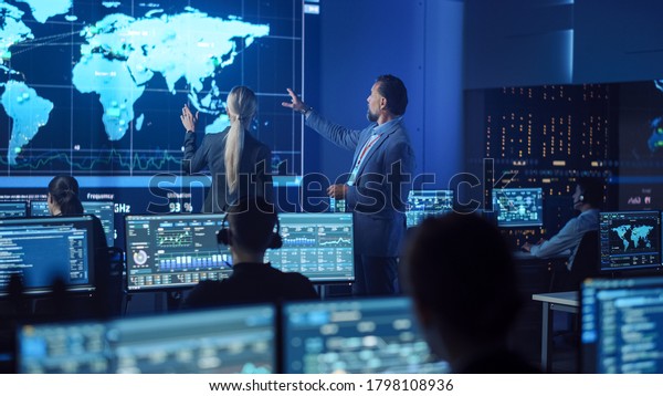Project Manager Computer Science Engineer Talking Stock Photo ...