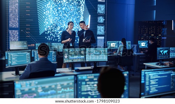 Project Manager Computer Science Engineer Talking Stock Photo ...