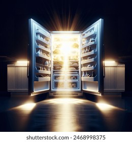 Propose Open Refrigerator Light Inside Glorifying AI-generated image ...