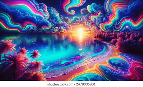 Psychedelic Beach AI-generated image 2478337247 | Shutterstock