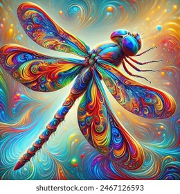 Psychedelic Dragonfly AI 生成图片2465217225 | Shutterstock