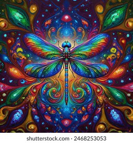 Psychedelic Dragonfly AI 生成图片2465217225 | Shutterstock