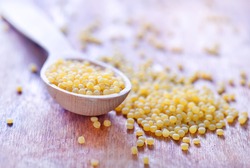 Concept of cooking, uncooked ptitim, top view, a Food & Drink Photo by ...