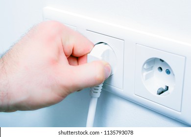 Pulling Electrical Plug Out Wall Socket Stock Photo (Edit Now) 1135793078
