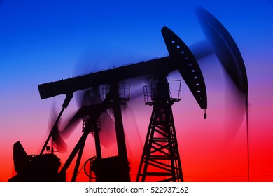 Pumping Unit Work Under Sunset Oilfield Stock Photo 522937162 ...