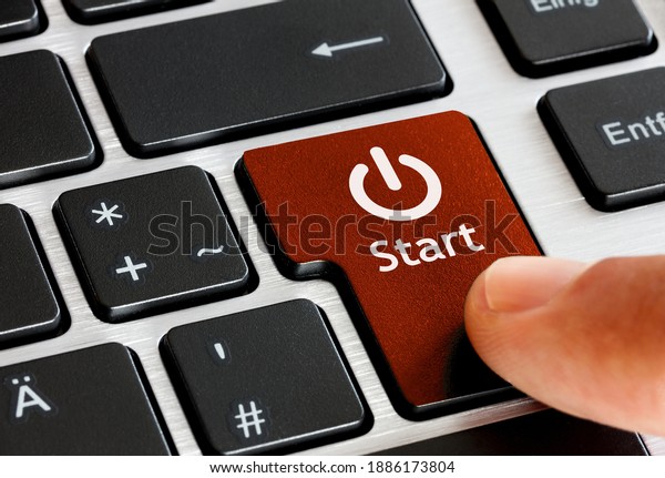 Push Start Button On Keyboard Stock Photo (Edit Now) 1886173804