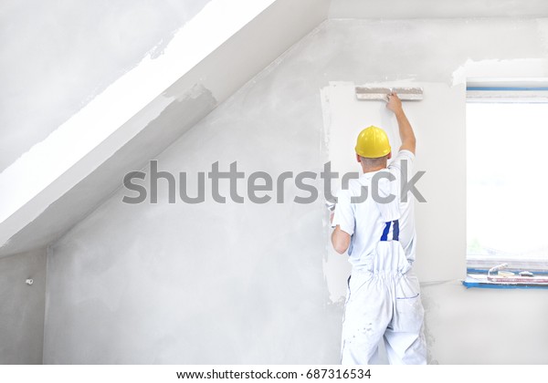Putty Plaster On Wall Plastering Wall Stock Photo 687316534 | Shutterstock