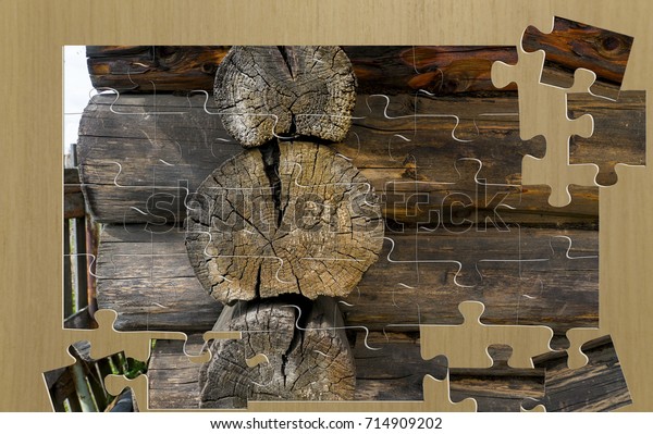 Puzzle Pieces Effect Log Masonry Corner Stock Photo 714909202 ...