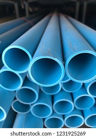 Close Blue Plastic Pipe Background Pvc Stock Photo (Edit Now) 2010798998