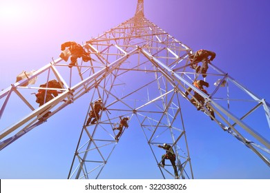 Pylon Construction Workers Stock Photo 322038026 | Shutterstock