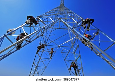 Pylon Construction Workers Stock Photo 389047897 | Shutterstock