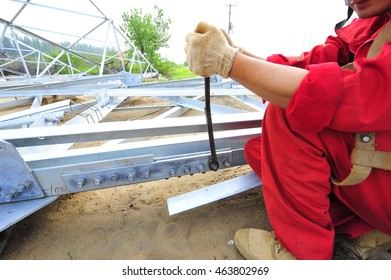 Pylon Construction Workers Stock Photo (Edit Now) 462073537