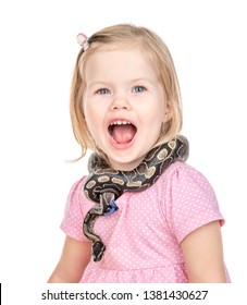Python On Neck Surprised Little Girl Stock Photo 1381430627 | Shutterstock