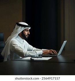 Qatari Man Shown Side Angle Wearing AI-generated image 2568244385 ...