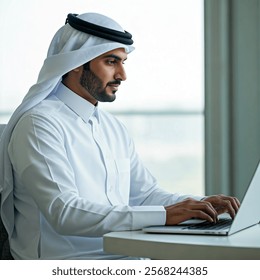 Qatari Man Shown Side Angle Wearing AI-generated image 2568244615 ...