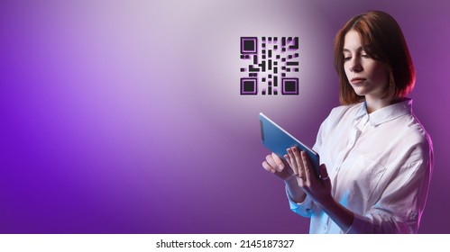 Qr Code Scanning Payment Verification Girl Stock Photo 2145187327 ...