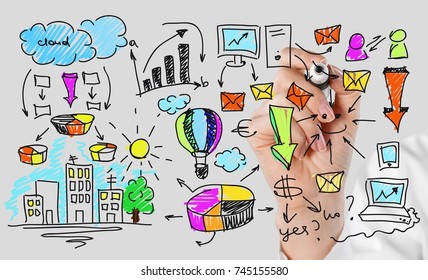 Hand Draw Innovation Doodles On White: เวกเตอร์สต็อก (ปลอดค่าลิขสิทธิ์ ...