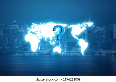 Question Mark Over World Map Hologram Stock Photo 1176211009 | Shutterstock