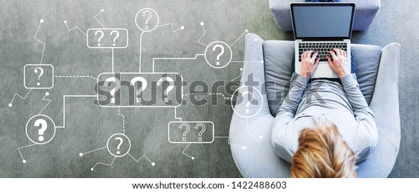 Question Marks Man Using Laptop Modern Stock Photo 1422488603 ...
