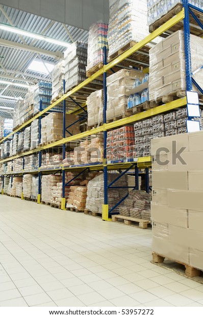 Rack Stack Arrangement Cardboard Boxes Goods Stock Photo 53957272 ...