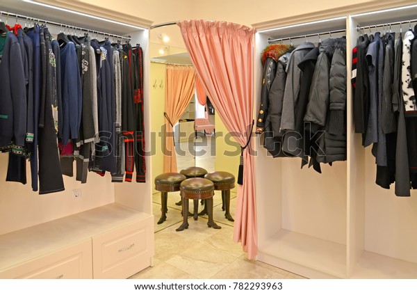 Racks Clothes Angular Fitting Room Cabin Stock Photo 782293963 ...