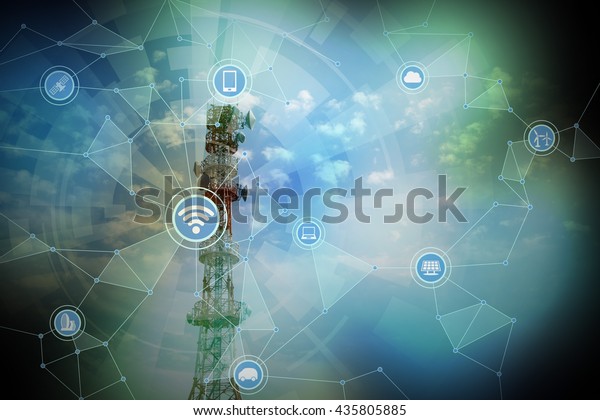 Radio Tower Wireless Communication Network Abstract Stock Photo (Edit ...