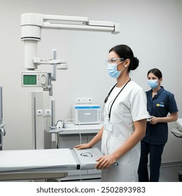 Indian Woman Getting Mammogram Wearing Hospital AI-generated image ...
