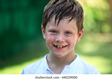 Rain Splashes On Face Smiling Boy Stock Photo 440239000 | Shutterstock