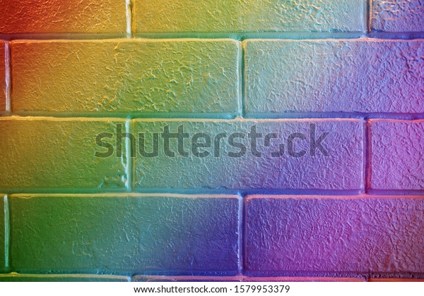 Rainbow Colored Brick Texture Closeup Horizontal Stock Photo 1579953379 ...