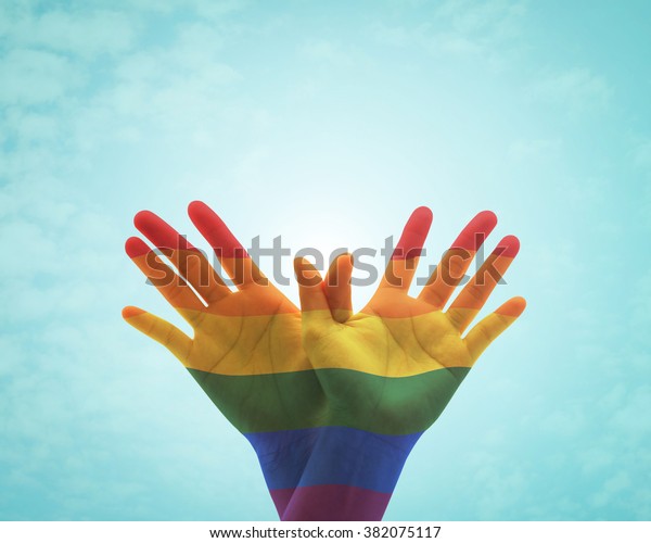 Rainbow Flag Pattern On Peoples Hand Stock Photo 382075117 | Shutterstock
