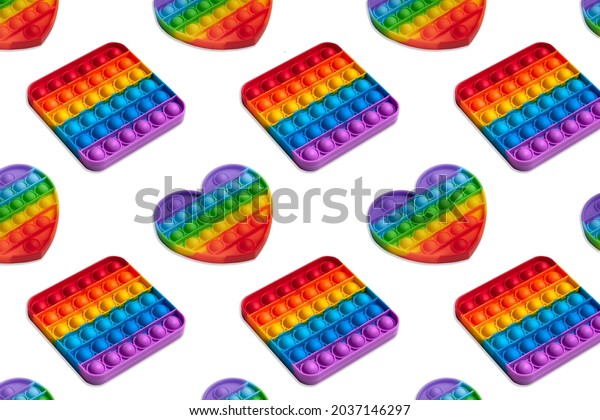 Rainbow Heart Square Shape Isometric Pattern Stock Photo 2037146297 ...