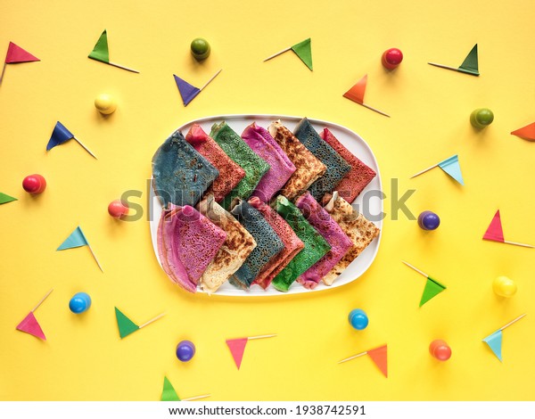 Rainbow Party Table Setup Vibrant Crepes Stock Photo 1938742591 ...