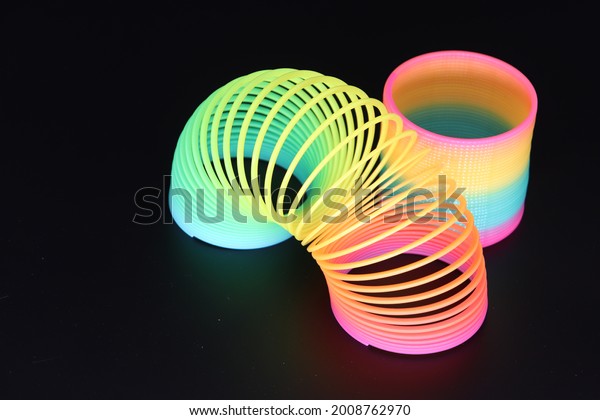 Rainbow Plastic Magic Spring Black Background Stock Photo 2008762970 ...