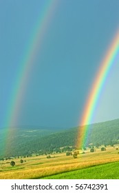 Real Rainbow Over Field On Plains Stock Photo (Edit Now) 1487509919