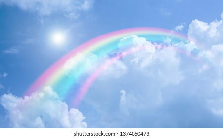 Blue Sky Rainbow Over Sun Drawn Stock Illustration 1565008501 ...