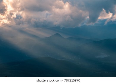 Rainstorm Rays Lights Dark Clouds Heavy Stock Photo 787215970 ...